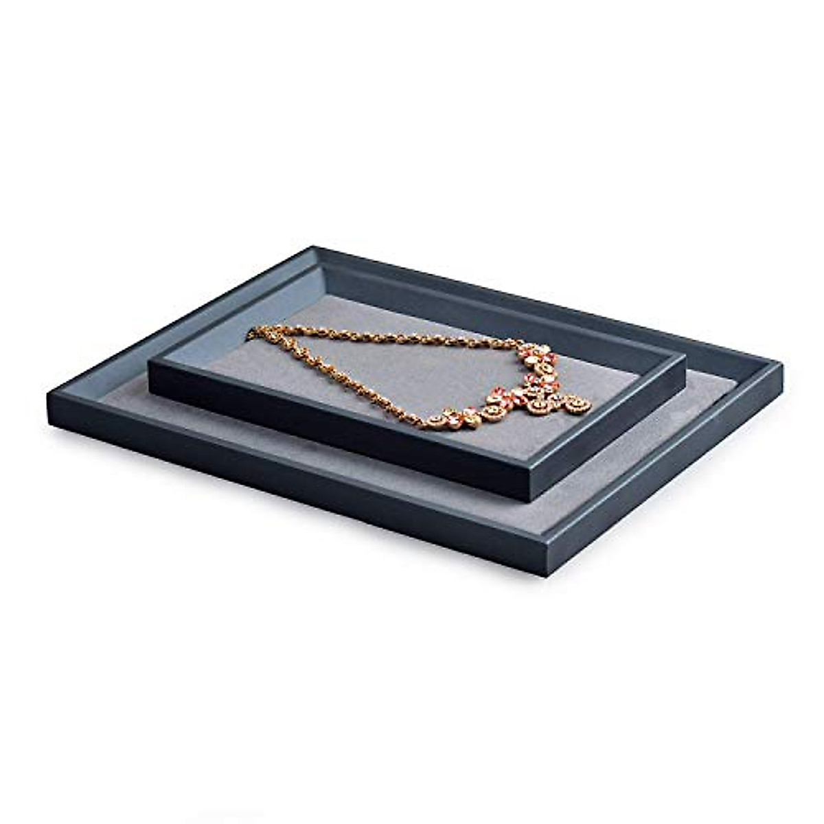 Oirlv Premium Leather Flat Jewelry Tray Jewelry Display Organizer Tray,Catchall Tray, Valet Tray, Nightstand or Dresser Organizer(Small)