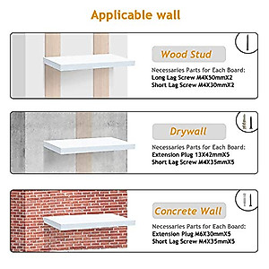 AMADA HOMEFURNISHING Floating Shelves, Invisible Wall Mounted 3 Sets, Modern Faux Wood White Wall Shelves with Matte Finish, Perfect for Bedroom, Bathroom, Living Room and Kitchen Storage