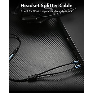MillSO Headset Splitter CTIA 3.5mm 2 Male to 1 Female Headset Adapter for Gaming Headset to PC Headphone Splitter with Separate Microphone and Headphone Jack - 30CM/12inch