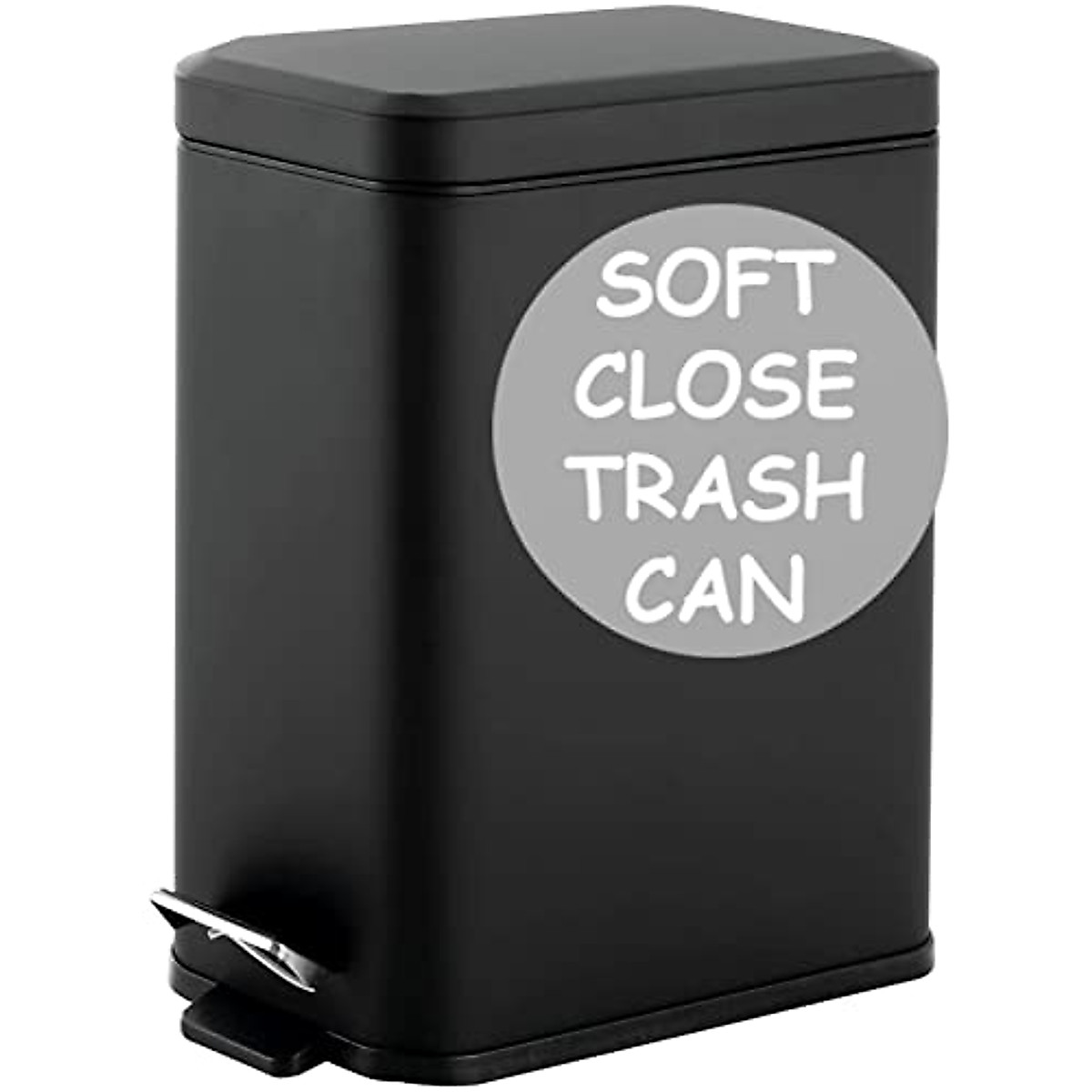 Homie Soft Close, Slim Trash Can 3.2 Gallon with Anti - Bag Slip Liner and Lid, Use as Mini Garbage Basket, Slim Dust Bin, or Decor in Bathroom, Restroom, Kitchen, or Bedroom (Matte Black)