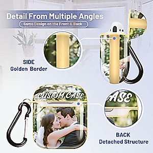 Custom Airpod Case, Flexible PC Protective Case with Keychain for Airpod 1 and 2, Customize Airpod Cover with Your Photo & Text & Name, Personalized Gift for Men Women