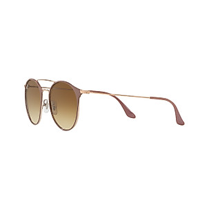 Ray-Ban RB3546 Round Sunglasses, Beige On Copper/Clear Gradient Brown, 49 mm