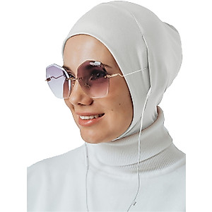 VeilWear Instant hijab for headphones and glasses, Sport head scarf, ready to wear muslim accessories for women (White1)