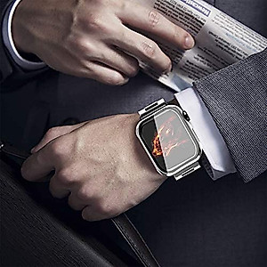 Bekomo 3-Pack Stainless Steel Apple Watch Band with 2 Pack Tempered Glass Screen Protectors, 49mm, 44mm, 45mm, 42mm, 40mm, 38mm, 41mm