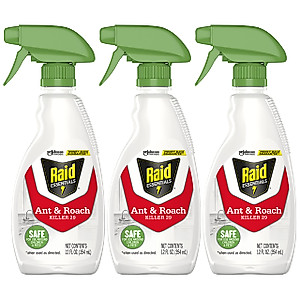 Raid Essentials Ant & Roach Killer Spray Bottle, Child & Pet Safe, Kills Insects Quickly, for Indoor Use, 12 Fl Oz (Pack of 3)