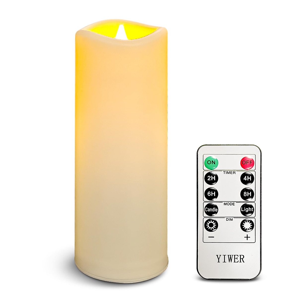 YIWER Waterproof Flameless Candles, 1 Pack Outdoor Battery Operated LED Pillars Candles, Electric Fake Candle Set of 1 with Remote, Halloween, Christmas Decorations