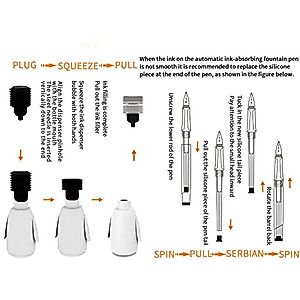 BAIRONG Pen And Ink - Portable Calligraphy Ink Pen - Calligraphy Ink Set Ink Absorption Pen Complete Easy Learning Set Automatic for Beginner Writing Paper Envelope Adj