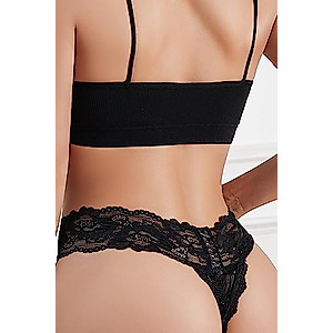 Banamic Thongs for Women Seamless Underwear Lace Panties Thong