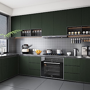 CRE8TIVE Dark Green Wood Contact Paper for Cabinets Faux Wood Wallpaper Peel and Stick Wood Grain Contact Paper Self Adhesive Removable Wood Vinyl Wrap for Bedroom Countertops Lockers Shelves 12"x80"