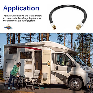 Flame King Propane Thermo Plastic Rubber Hose Assembly, 24-inch, 3/8-inch ID for RVs and Travel Trailers