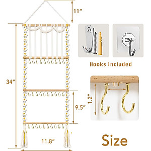 jontell Daisy Hair Bow Holder Bows Organizer For Wall Girls Hair Bows Hanger Necklace Display with 5 Functional Areas Baby Headband Hair Accessories Organizer