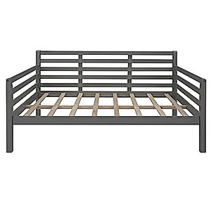 Harper & Bright Designs Full Size Daybed Frame, Wooden Full Day Bed with Wood Slat Support, Full Bed Frame, Full Size Sofa Bed for Bedroom, Living Room, No Box Spring Needed, (Full Size, Gray)