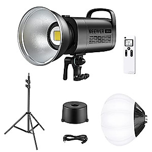 Neewer 150W 5600K LED Video Light, CB150 2.4G LED Video Lighting Kit with Light Stand/Bowens Mount/Remote/Lantern Softbox, 13000Lux/1m, CRI/TLCI 97+ for Photo Video Studio Lighting Photography