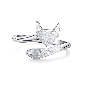 Fox Ring Sterling Silver 925 Ring For Wife Friends Stackable Rings Thumb Finger Rings Animal Jewelry