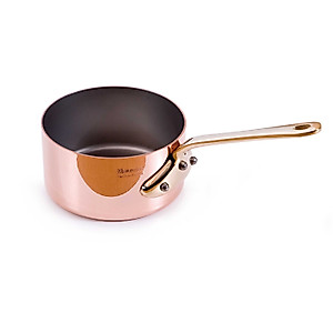 Mauviel M'Minis Polished Copper & Stainless Steel Sauce Pan With Brass Handle, 3.5-in, Made in France