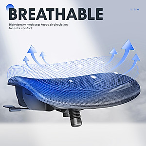 FLEXISPOT OC3B Ergonomic Executive Mesh Office Chair Swivel Height Adjustable Seat Headrest Armrest Lumbar Support Caster Wheels Task Chair Gray Mesh Seat Computer Office Desk Chair