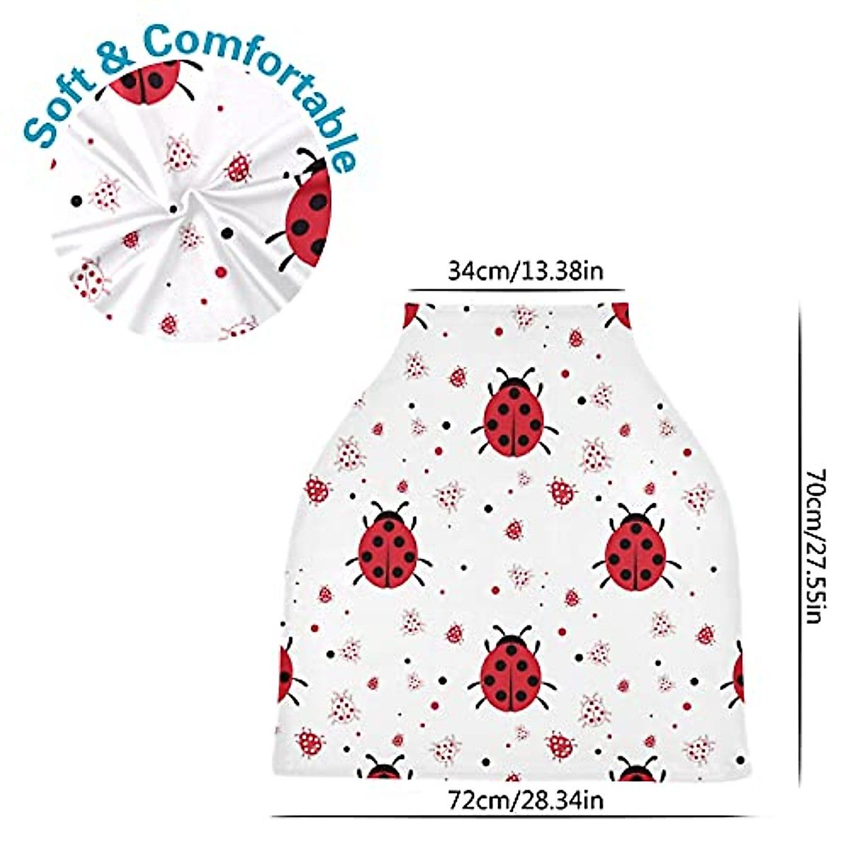 Ladybirds Car Seat Canopy for Babies, Car Seat Cover for Boys Girls, Nursing Cover Breastfeeding Scarf Infant Stroller Cover
