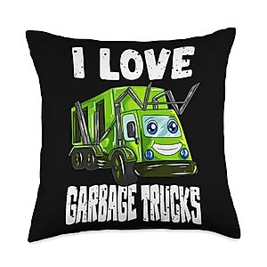 Waste Management Disposal Garbage Truck Children Offspring Garbage Collector Career Choice I Love Throw Pillow, 18x18, Multicolor