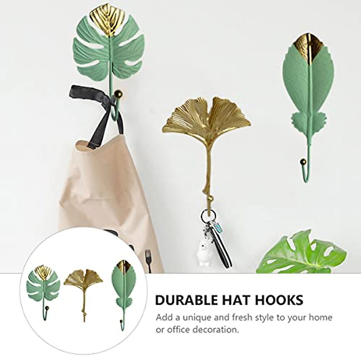 Amosfun 6pcs Plant Tropical Leaf Coat Mask Storage Decorative Reusable Stylish Corridor Leaf- Shaped Modern of Metal Window Things for Bathroom Shaped Utility Decor Iron Clothes
