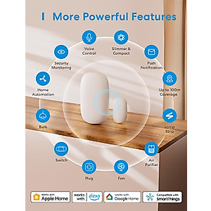 meross Smart WiFi Door & Window Sensor Kit, Support Apple HomeKit, Alexa, Google, SmartThings for Burglar Alert, 328ft Range, Home Automation, Security & Kid Safety, 2.4GHz WiFi, Meross Hub Included