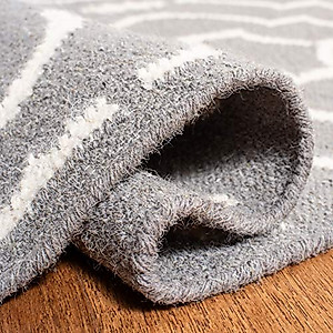 SAFAVIEH Dhurries Collection 8' x 10' Grey/Ivory DHU637B Handmade Flatweave Premium Wool Area Rug