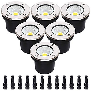 ELEGLO Low Voltage Led Landscape Lights 6 Pack Led Well Lights,15W 12V-24V Ground Lights IP67 Waterproof Landscape Lighting for Garden Lights Outdoor Step, Driveway, Deck(3000K Warm White)
