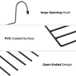 SONGMICS 30-Pack Hangers and Set of 4 Pants Hangers Bundle, Non-Slip Hangers for Closet Organization, 5-Tier Hangers, Open-Ended, for Shirts, Suits, Light and Dark Gray, Black UCRP20G30 and UCRI034B02