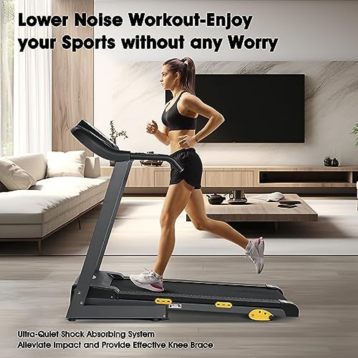 Treadmill with 3-Level Manual Incline for Home Use 17'' Wide Folding Electric Running Machine 2.5HP/8.5MPH with 15 Preset Programs Running Machine Large LCD Display