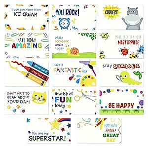 60-Pack Motivational Lunch Box Notes for Kids, Single-Sided Blank Inspirational Cards in 30 Designs, Cute, Encouraging Joke Cards for Lunchbox Essentials (2x3.5 in)