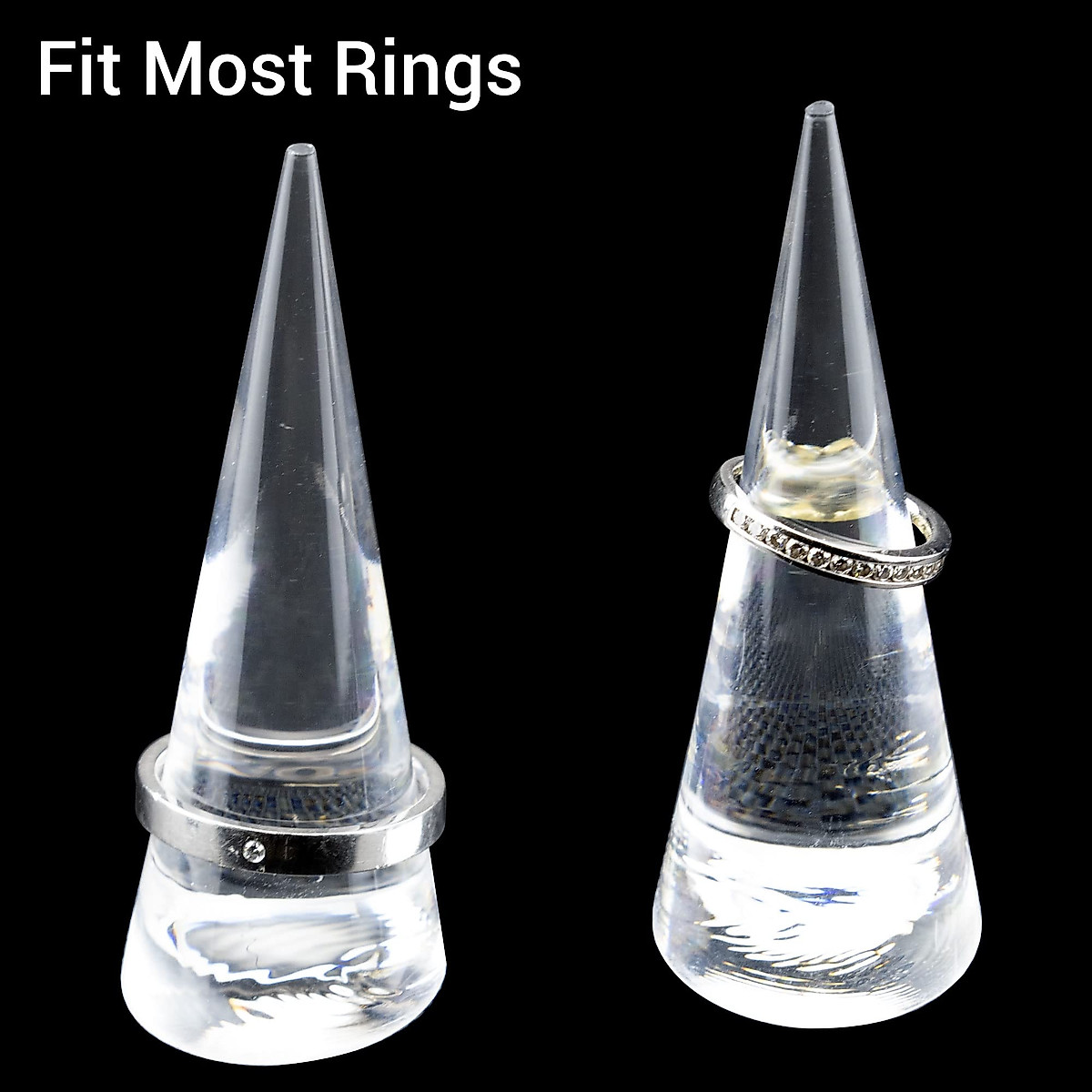 IFAMIO 4 Pack Acrylic Ring Cone Stand Single Ring Display Holder Cone Shape Ring Display Support Ring Rack Ring Holder Jewelry Display Stand DIY Acrylic Cone