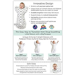 Amazing Baby Transitional Swaddle Sack with Arms Up Half-Length Sleeves and Mitten Cuffs, Little Zebra, Medium, 3-6 mo, 14-21 lbs (Better Sleep for Baby Boys, Baby Girls, Easy Swaddle Transition)