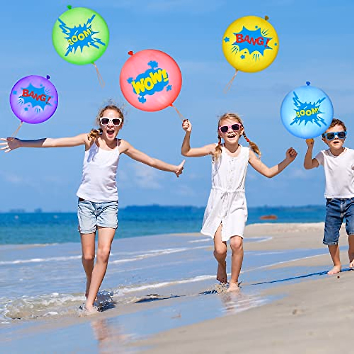 30 Pcs Large Punch Balloons Party Favors Neon Punching Balloons 18 Inch Punch Balls with Rubber Band Heavy Duty Latex Round Bouncy Balloons Fun Balloons for Birthday Gift Wedding Party (Bright Style)