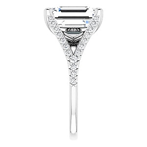 JEWELERYIUM Wedding Bridal Ring, Bridal Statement Ring, Moissanite Engagement Ring for Women, 4 CT Emerald Cut, 925 Sterling Silver in Prong Set, VVS1 Clarity, Perfect Birthday Ring for Her (6)