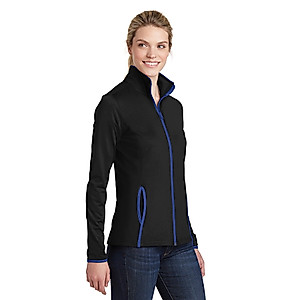 SPORT-TEK Ladies Sport-Wick Stretch Contrast Full-Zip Jacket. LST853