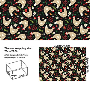 Dtiafu Chicken Wrapping Paper for Christmas - Funny Print Gift Wrap with Merry Clucking Christmas Words - 20X28 Inch Per Sheet (6 Sheet)