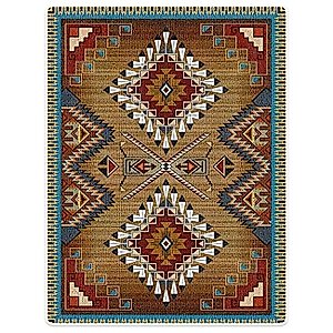 SXCHEN 50"x60" Blankets Plush Sofa Bed Throw Vintage Aztecs Native American Tribes Geometry