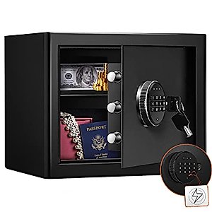 WASJOYE Cabinet Security Safe Box, Fireproof Home Lock Safe with Digital Keypad Safety Key Lock for Home Business Office Hotel Money Document Jewelry Passport Storage 13.78 x 9.84 x 9.84 inches