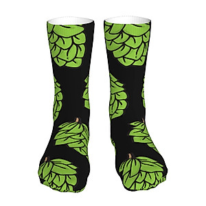 SWEET TANG Men and Women Crew Socks Green Beer Hops Tube Socks Fashion Casual Boot Socks for Sports, Running, Travel, Hiking Work Socks