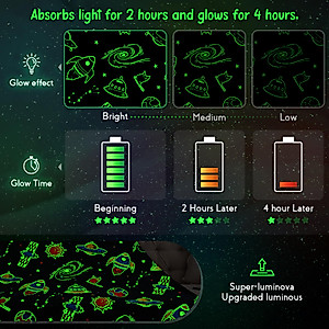 Space Toys Gifts for Boys Girls - Glow in The Dark Galaxy Blanket Christmas Birthday Valentine's Day Easter Present for Kids Age 1 2 3 4 5 6 7 8 9 10 Year Old Child Star Planet Spaceship Throw 50"x60"