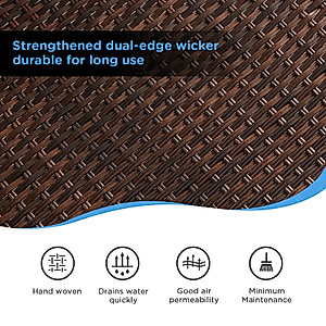 VICLLAX Patio Rattan Dining Chairs Set of 4, Outdoor High Back Wicker Dining Chairs for Garden Deck Yard Front Porch, Dark Grey Frame/Brown Back& Seat