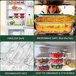 CEKEE Glass Meal Prep Containers with Lids, 5 Pack 36 OZ Glass Food Storage Containers, Airtight Glass Lunch Containers Set, Salad Container for Microwave, Oven, Freezer & Dishwasher Safe