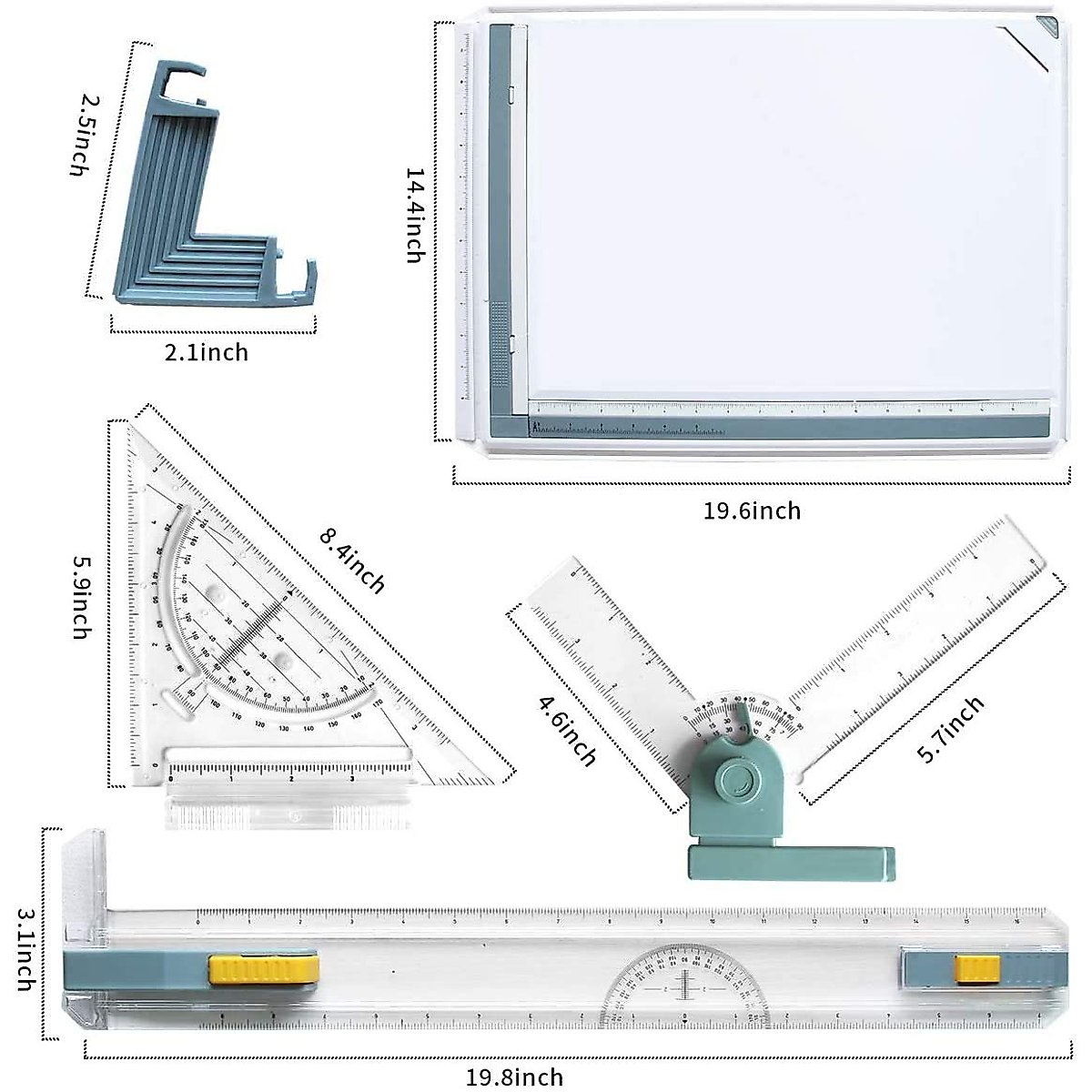 Frylr Inch A3 Drawing Board Drafting Table Multifunctional Drawing Board Table with Clear Rule Parallel Motion and Angle Adjustable Measuring System