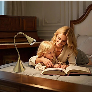 HomeFocus LED Desk Lamp with Touch Dimmable,Table Lamp,Night Light,Reading Desk Lamp,Office Desk Lamp,Working Desk Lamp,Gold Desk Lamp,LED 5W,3000K Warm Light,Metal,Antique Brass