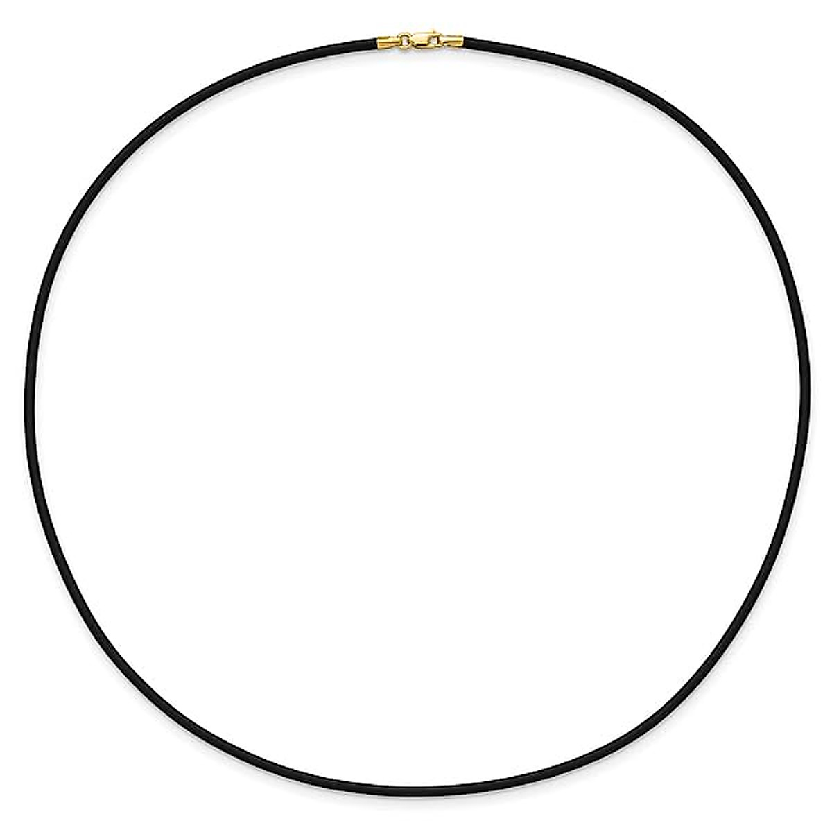 14k Yellow Gold 2mm 20 Inch Black Rubber Cord Chain Necklace Pendant Charm Leather Fine Jewelry For Women Gifts For Her