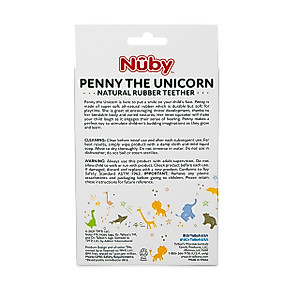 Nuby Penny The Unicorn Super Soft Teether Toy with Squeaker, 100% Natural Rubber