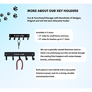 The Metal Peddler Love with Dog Paw #1 Key Rack Hanger & Holder- Small 6 inch Wide - Made in USA