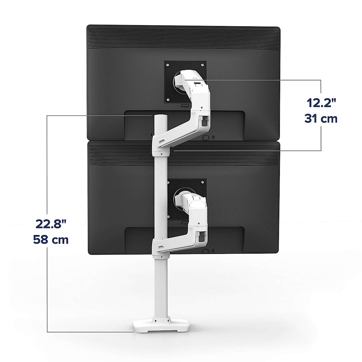 Ergotron – LX Vertical Stacking Dual Monitor Arm, VESA Desk Mount – for 2 Monitors Up to 40 Inches, 7 to 22 lbs Each – Tall Pole, White