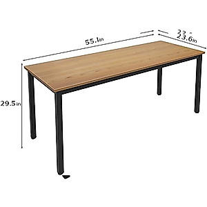 DlandHome 55 inches Large Computer Desk, Composite Wood Board, Decent and Steady Home Office Desk/Workstation/Table, BS1-140TB Teak and Black Legs, 1 Pack