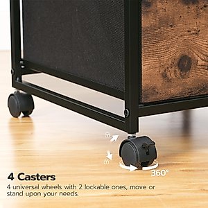 HOOBRO 2 Drawer Mobile File Cabinet, Rolling Printer Stand, Vertical Filing Cabinet, Office Cabinet, Filing Cabinet for Home Office, A4/Letter Size, Nonwovens Drawer, Rustic Brown BF20WJ01