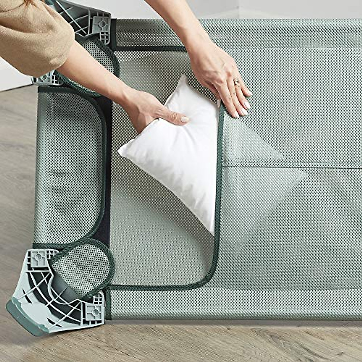 ECR4Kids Stackable Cozy Cot with Storage, Classroom Furniture, Sage, 6-Pack